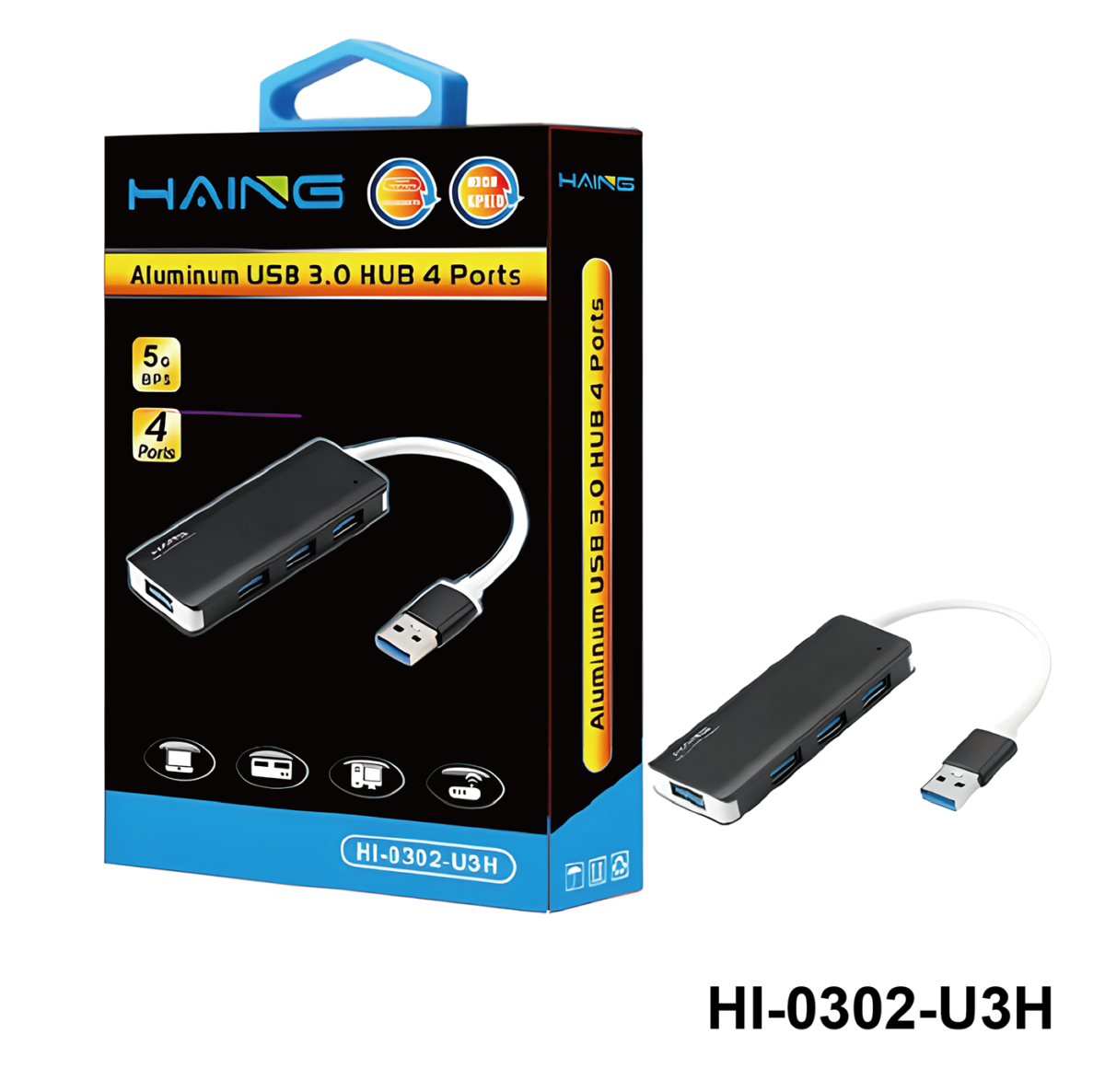 HAING Aluminium USB 3.0 Hub 4 Ports – Haing